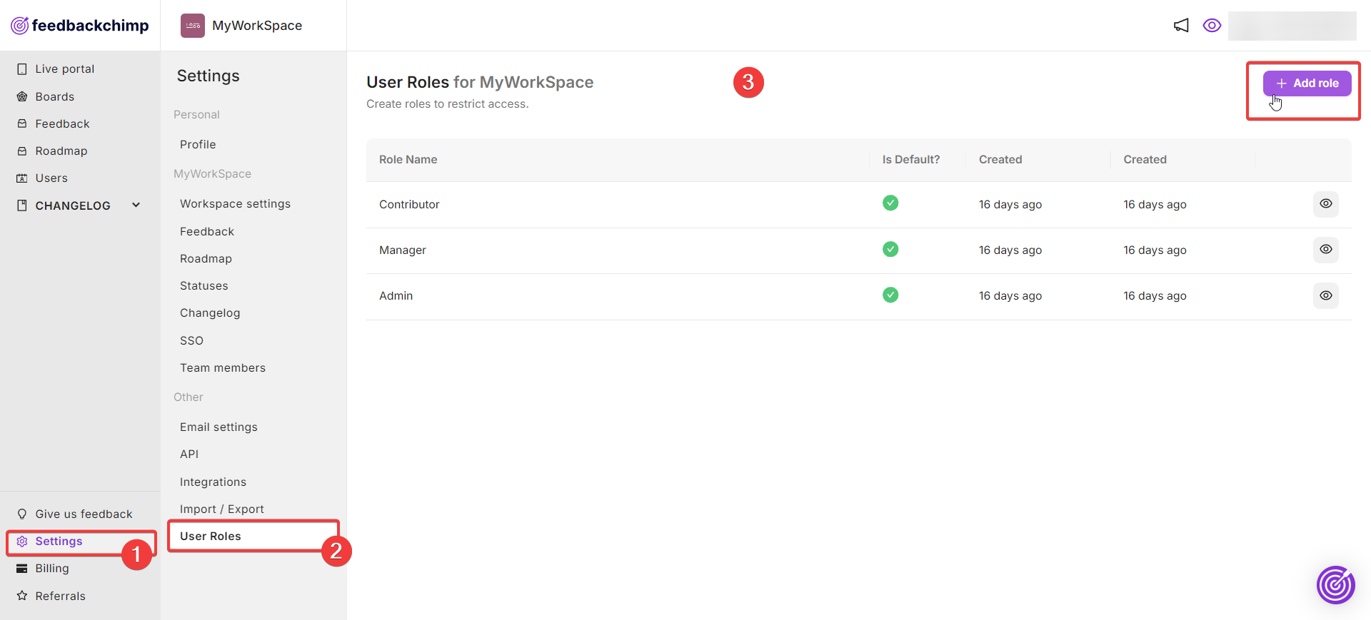 How to Create Custom Roles | Feedbackchimp Help Center